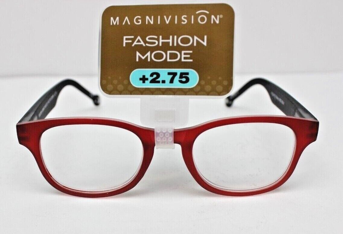 Foster Grant MagniVision Black&Red Reading Glasses Bailey +2.75 48/21 ...