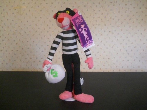 Pink Panther plush stuffed 12" Bandit w mask & money bag 2008 with TAGS ...
