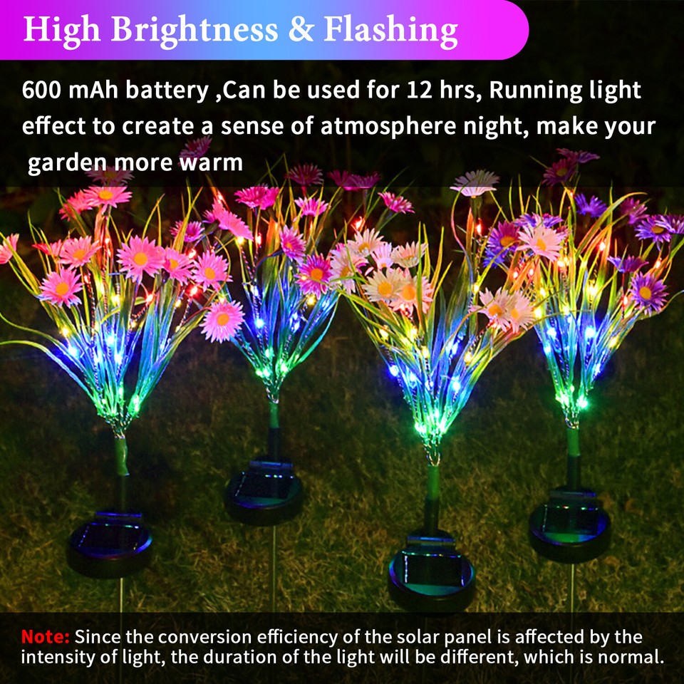 Solar Garden Flower Light LED Daisy Lamp Outdoor Patio Yard Stake Lamp ...