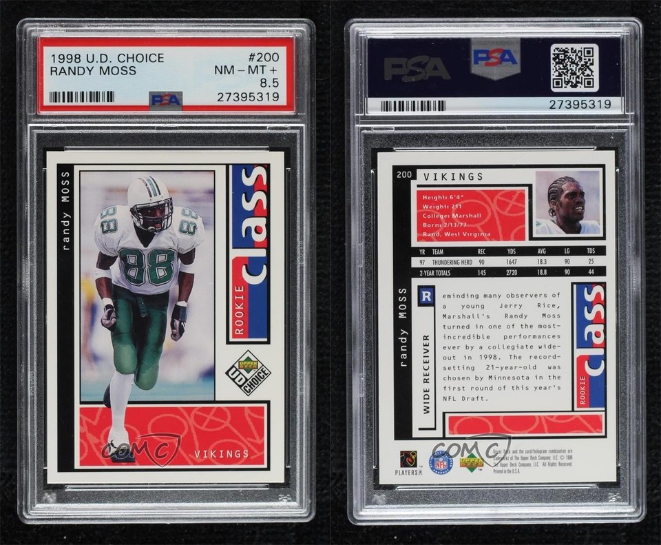 1998 Upper Deck UD Choice Class Randy Moss #200 PSA 8.5 Rookie RC HOF ...
