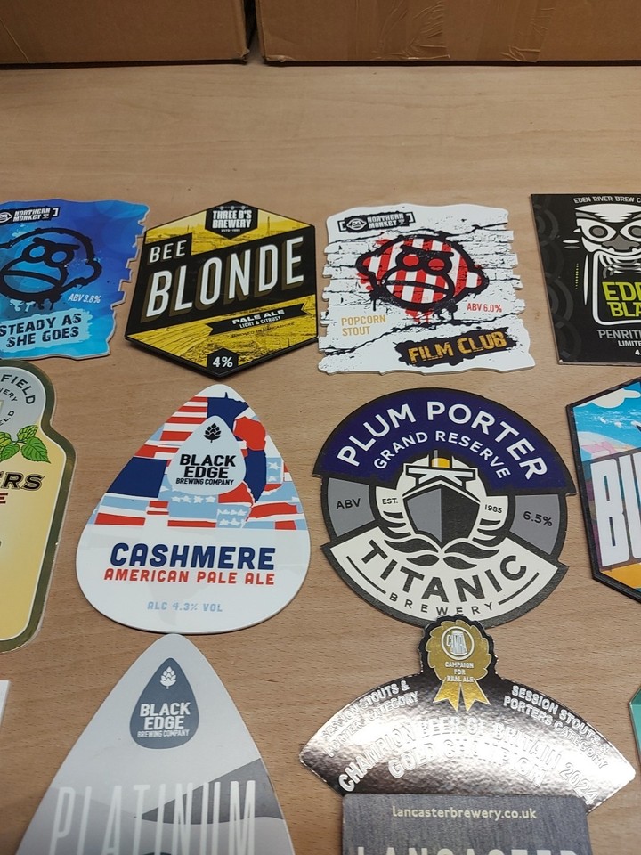 Job Lot Of 20 Beer Pump Badges + 5 Used Clips - Mixed Brewerys Badges ...