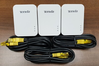 3 x Tenda PH3 Gigabit Powerline Adapters AV1000 + Ethernet Cables BT ...