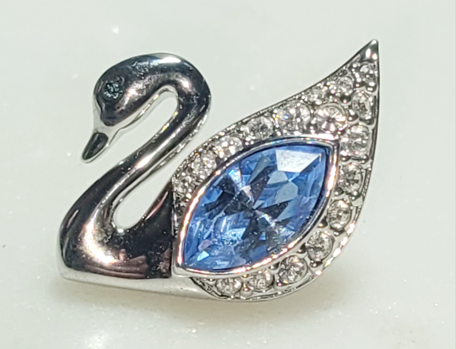 Swarovski Silver Tone Swan Pin Blue .75 In | eBay