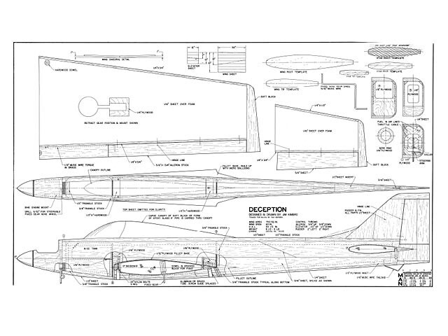Deception Pattern .60 63" Wingspan RC Model Airplane Printed Plans ...