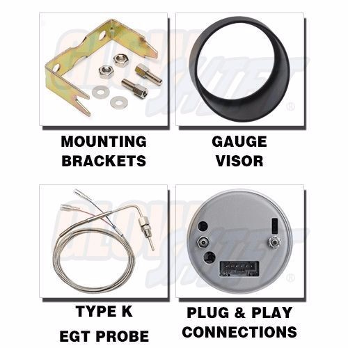 52mm GlowShift Tinted 1500°F Diesel Pyrometer EGT Gauge Type K Probe GS ...