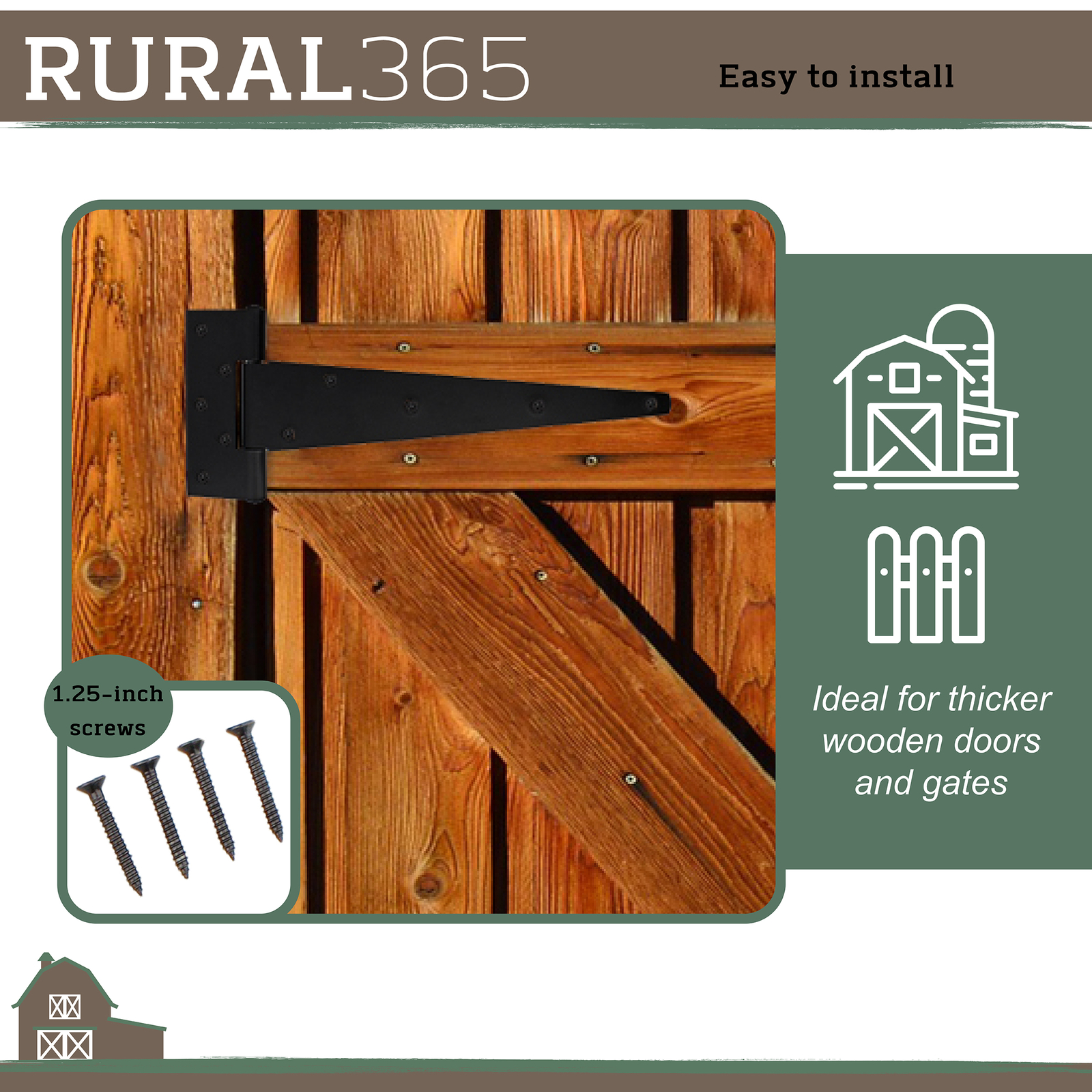 Rural365 Triangle Door Hinge 4Pk - Heavy Duty 12in Farmhouse Style Door ...