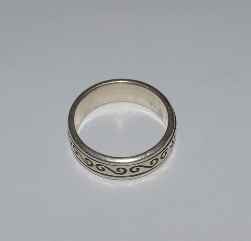 VINTAGE STERLING SILVER CARVED SPINDLE BAND RING SIZE 12 | eBay