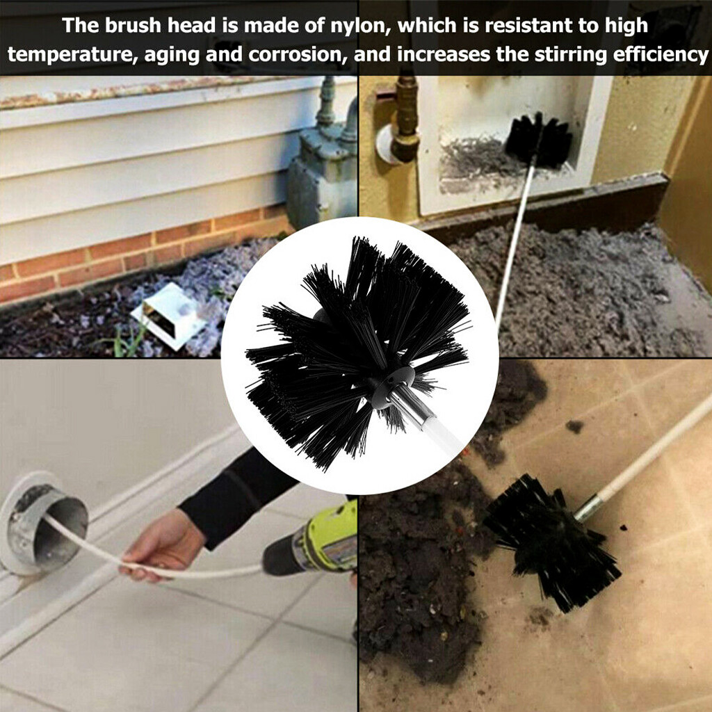 3.8M Chimney Sweep Set Flue Sweeping Brush & Rod Kit Soot Cleaning Rods ...