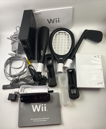 Nintendo Wii Video Game System Bundle Black Console 3 games/nunchuck ...