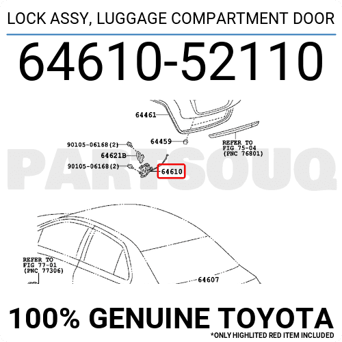 6461052110 Genuine Toyota Lock ASSY Luggage Compartment Door 64610 ...