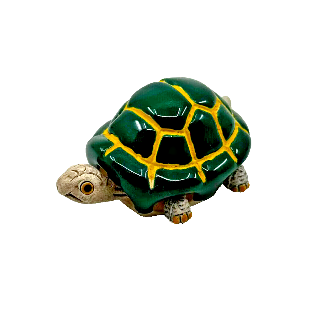 Vintage Ceramic Wiggling Turtle Collectible Green New Old Stock LEPS ...