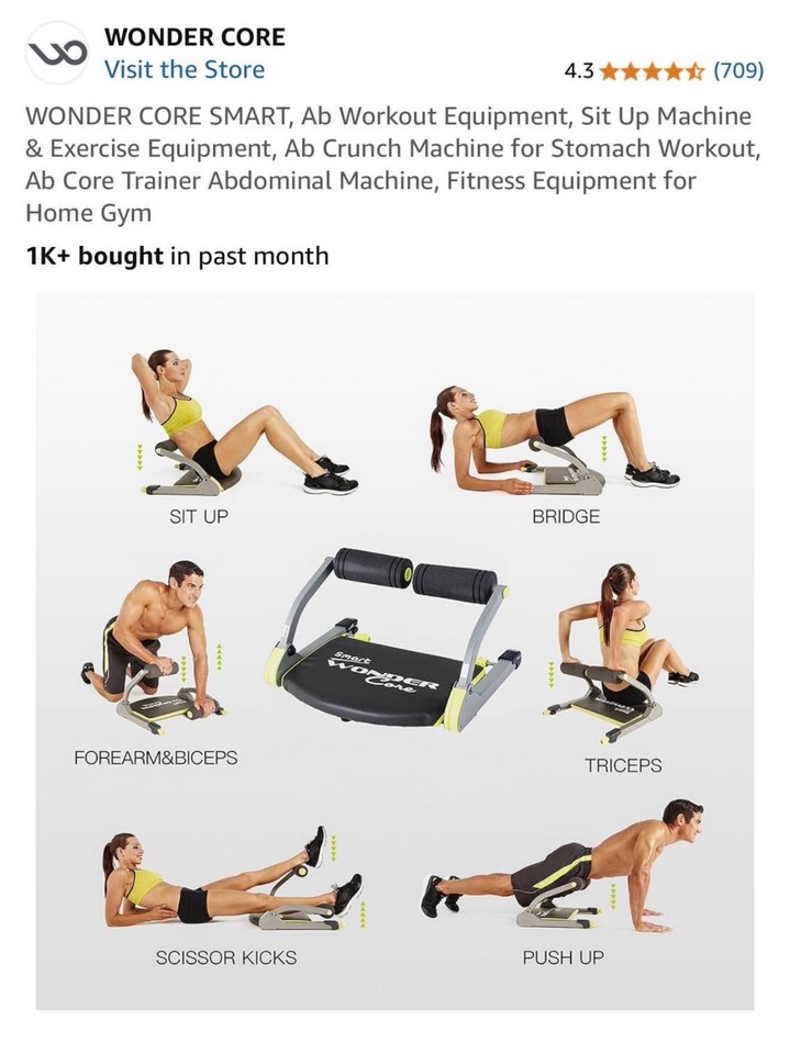 WONDER CORE SMART Sit Up Exercise Equipment, Abdominal Exerc | eBay