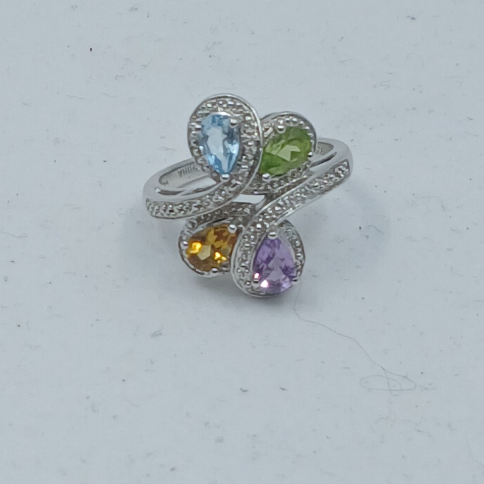 Concorde Sterling Silver 925 Topaz Peridot Amethyst Citrine CZ Ring 8 5 ...