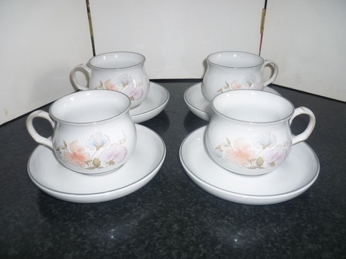 Denby Coloroll Encore Dauphine/Sweet Pea 4x Cups and saucers | eBay