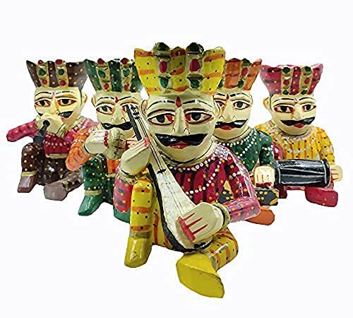 Set of 5 Wooden Musical Playing Showpiece Traditionally Called Bawla ...
