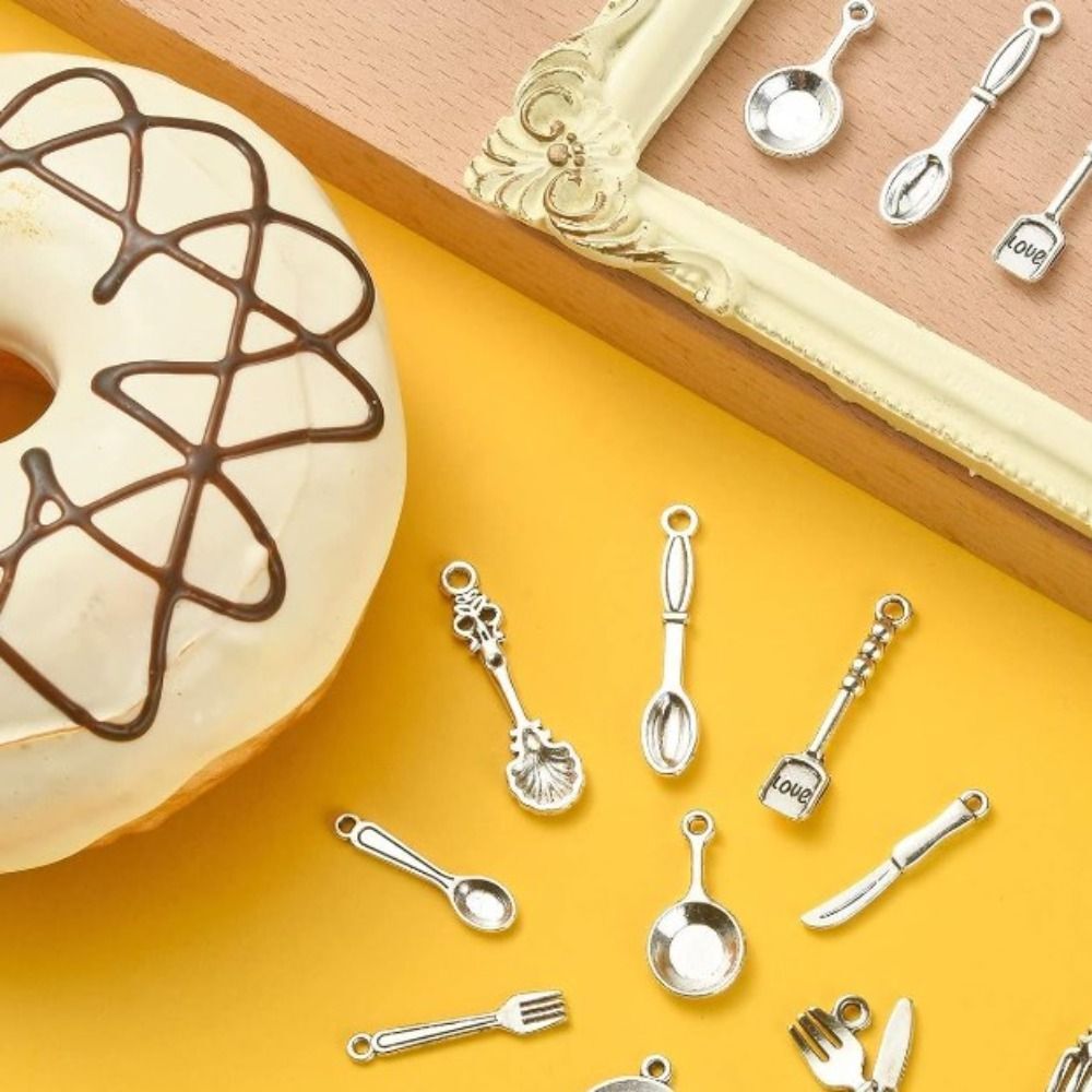 100pcs Antique Silver Fork Kitchen Charms for DIY Crafting | eBay