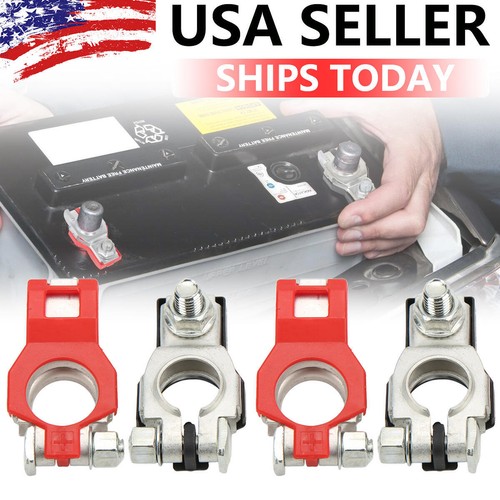 4PCS Battery Terminal Connector Top Post Positive Negative Heavy Duty ...