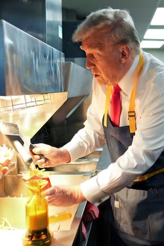 President Donald Trump pouring fries at McDonald's | POSTER 24 X 36 ...