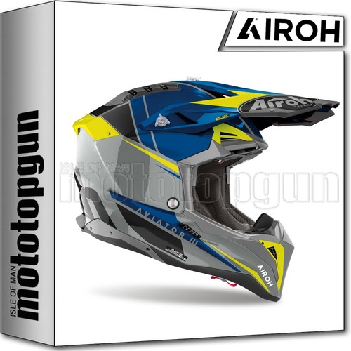 AIROH HELMET CROSS MOTORBIKE AV3P18 AVIATOR 3 PUSH BLUE GLOSS SZ. XS ...