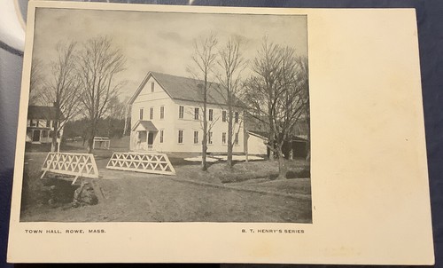 Town Hall Rowe Massachusetts Mass MA Vintage Postcard UDB Undivided ...