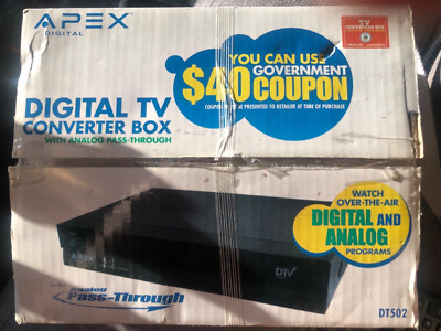 Apex DT502 Digital TV Converter Box with Analog PassThrough NEW OPEN ...