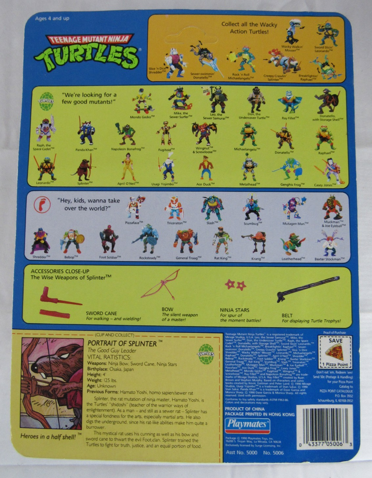 Vintage 1990 TMNT Master Splinter Sealed MOC Unpunched BA593 | eBay