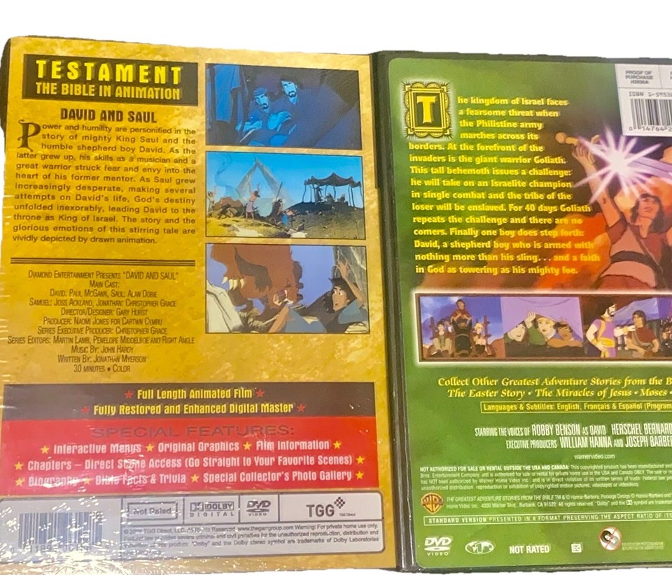 Bible Animation David Saul Goliath DVDs Testament Stories from the ...