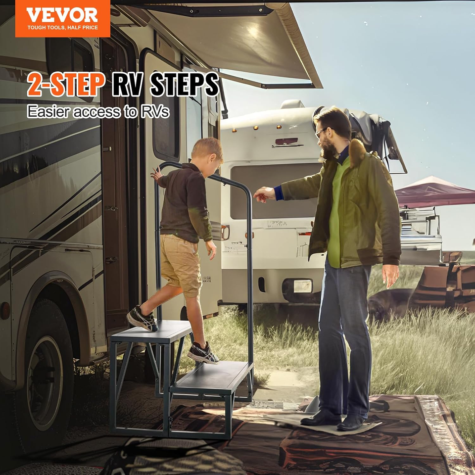 VEVOR RV Steps, 2-Step RV Stairs, 440 LBS Load Capacity, Thickened ...