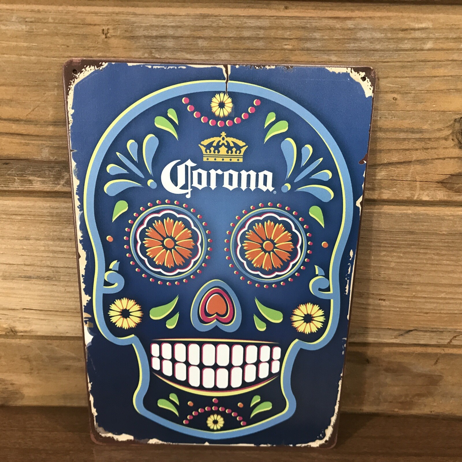 Corona Cerveza Beer Sugar Skull Tin Metal sign tacker 8"X12 Man-Cave ...