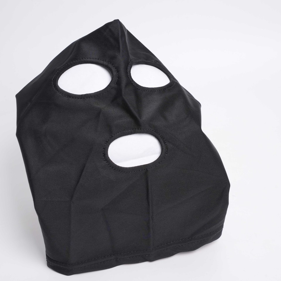 Black Face Mask Elastic Breathable Open Eyes Mouth Spandex Costume Hood ...