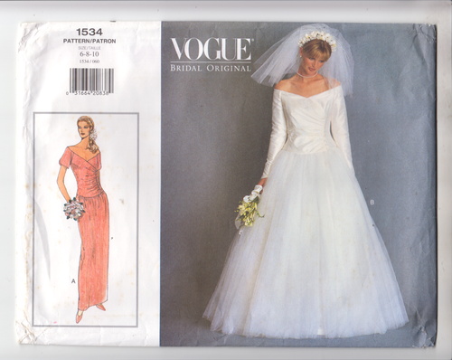 Vogue 1534 Bridal Bridesmaid Gown Fit Flare Sewing Pattern Sizes 6-8-10 ...