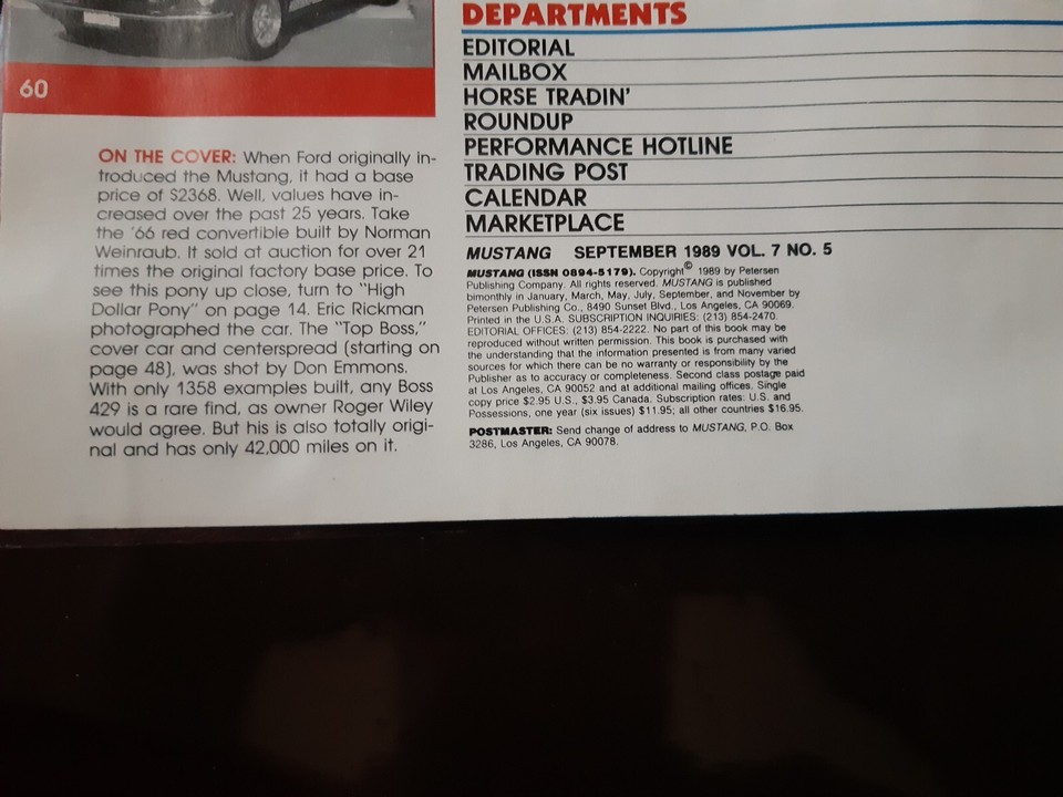HOT ROD FORD MUSTANG MAGAZINE September 1989 Vol. 7 No. 5 | eBay