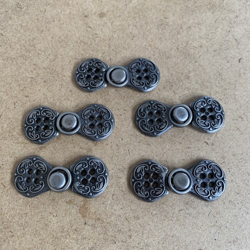 5 x Silver Metal Frog Fastener Fasteners Cloak Clasps 2 Piece Set ...