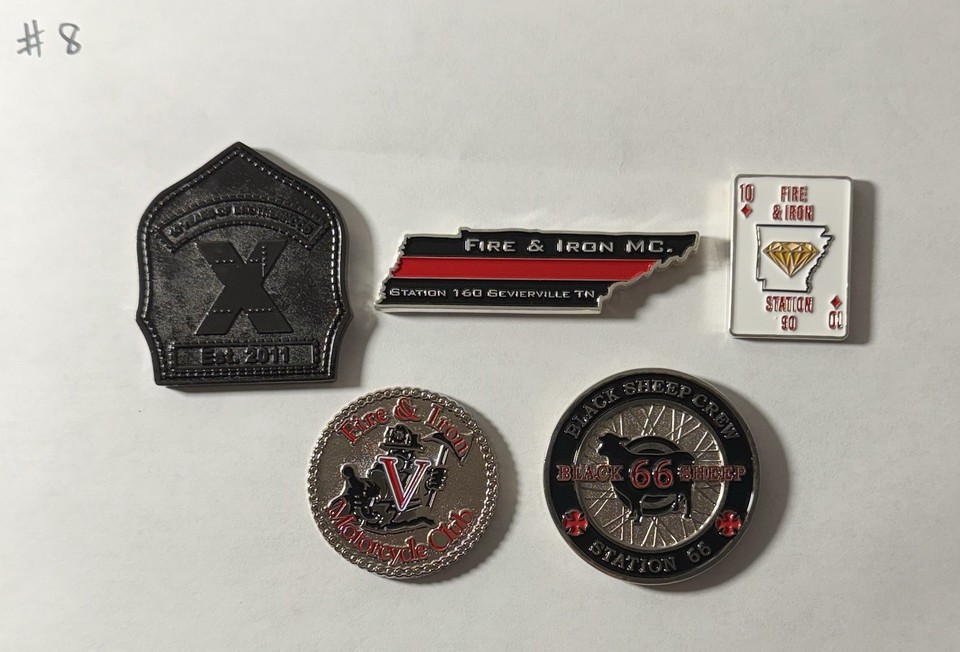 FIREFIGHTER 5 Challenge Coin Lot Collectible Motorcycle Club ...