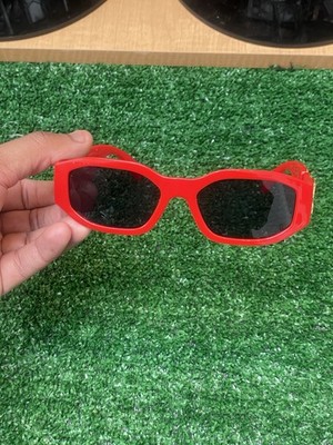 Red Rectangular Sunglasses with Black Lenses | eBay