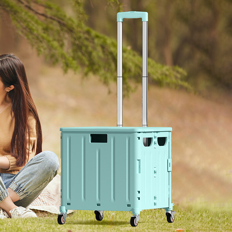 Foldable Trolley Crate Boot Cart Mobile Shopping Camping Picnic Storage ...