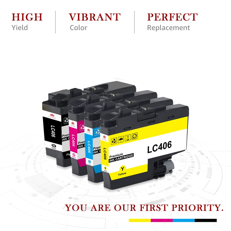 4pk LC406 Ink Cartridges for Brother MFC-J4335DW MFC-J4535DW MFC ...