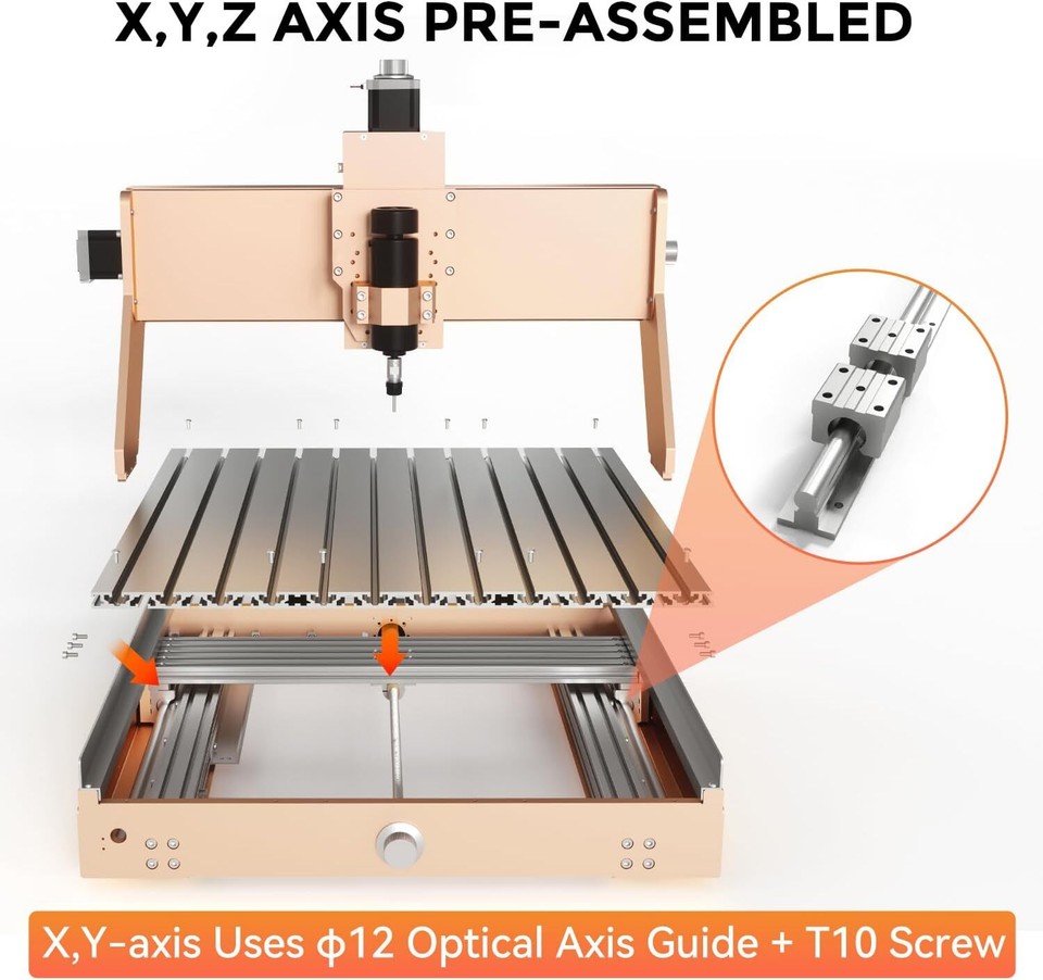 LUNYEE 4040 Turbo CNC Router Machine 500W All-Metal Milling Cutting ...