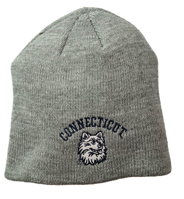 Connecticut UConn Huskies NCAA Team Logo Cuff-less Knit Gray Beanie ...
