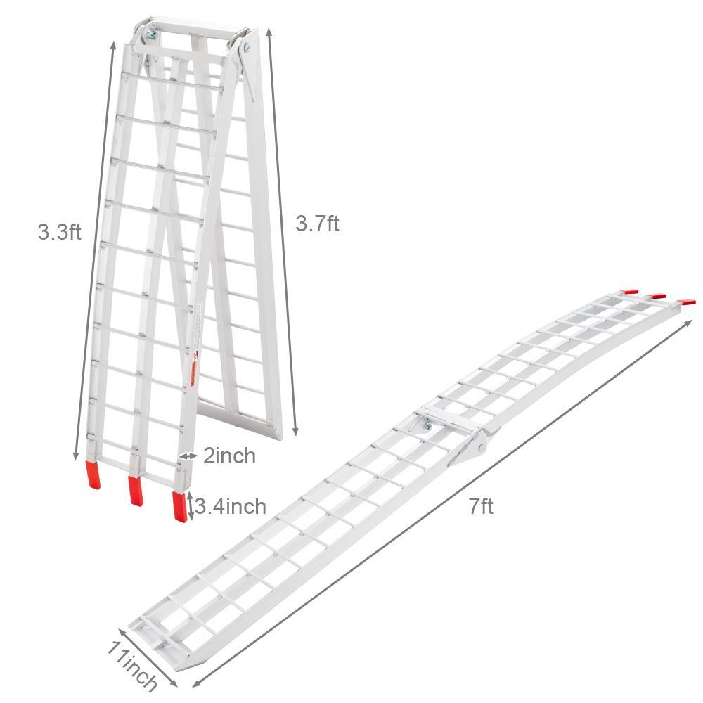 2PCS 7ft Aluminum Loading Ramps Pickup Truck ATV Motorcycle Lawn Mower ...