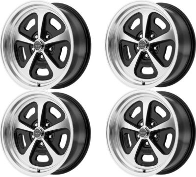 Set 4 American Racing Vintage VN501 500 Mono Cast 17x7 5x4.75 0mm Black ...