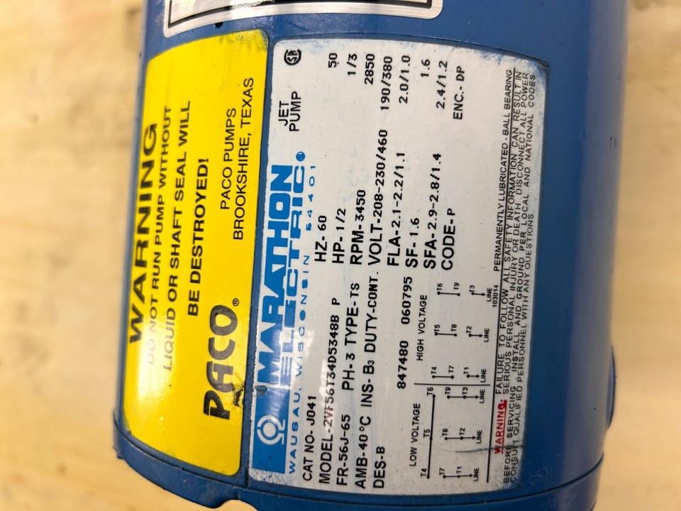 PACO WATER PUMP 1/2 hp, 2.0/1.0 Inch Flange transfer water, cooling. | eBay