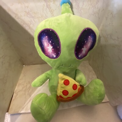 BMI Cosmic Space Pals Green Alien Plush Stuffed Toy With Pizza Slice | eBay
