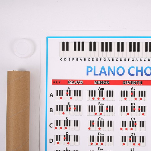 Piano Keyboard Sticker with Piano Chords Chart Key Music Graphic ...