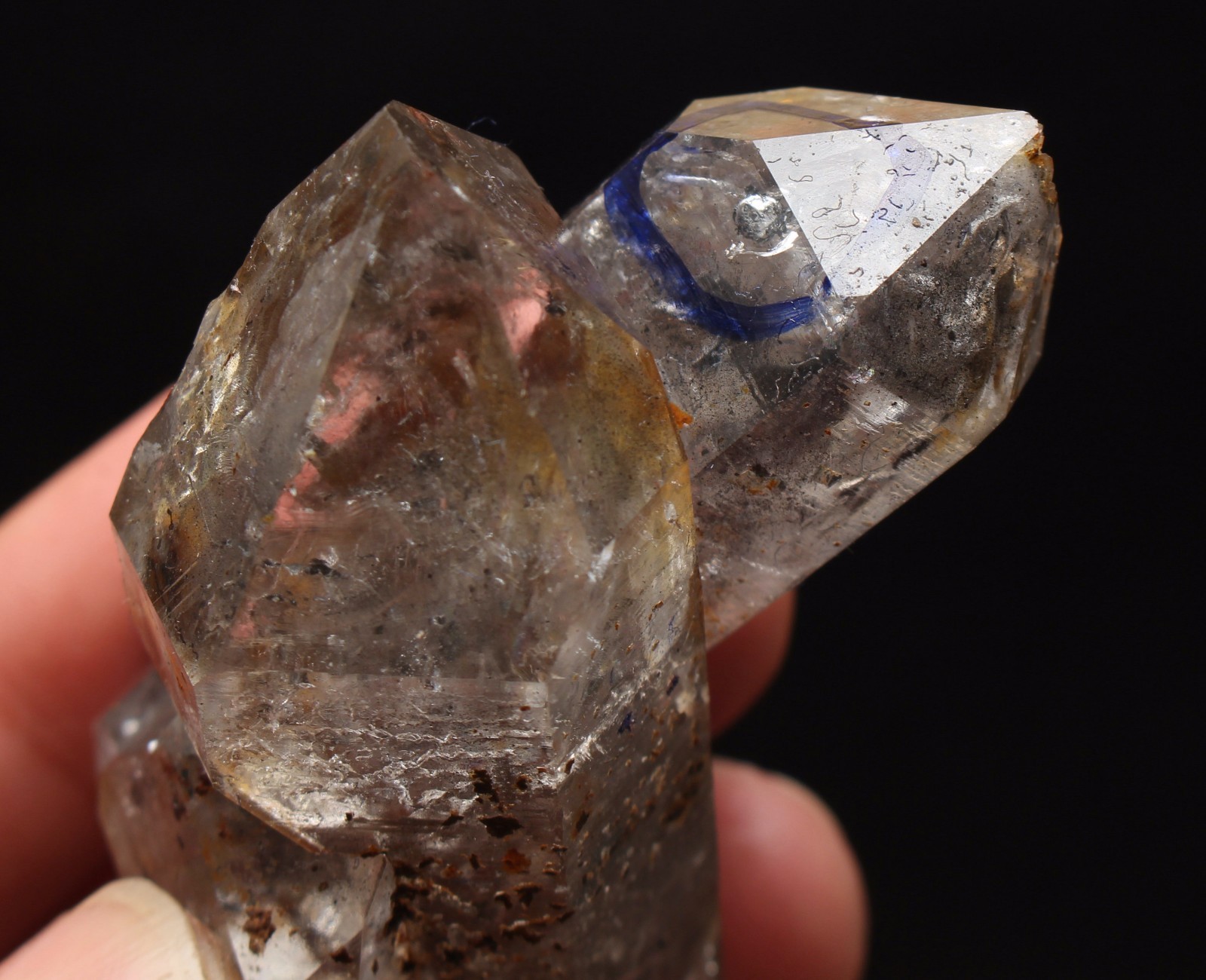 74.3g NATURAL skeletal Enhydro Elestial QUARTZ Crystal double end ...