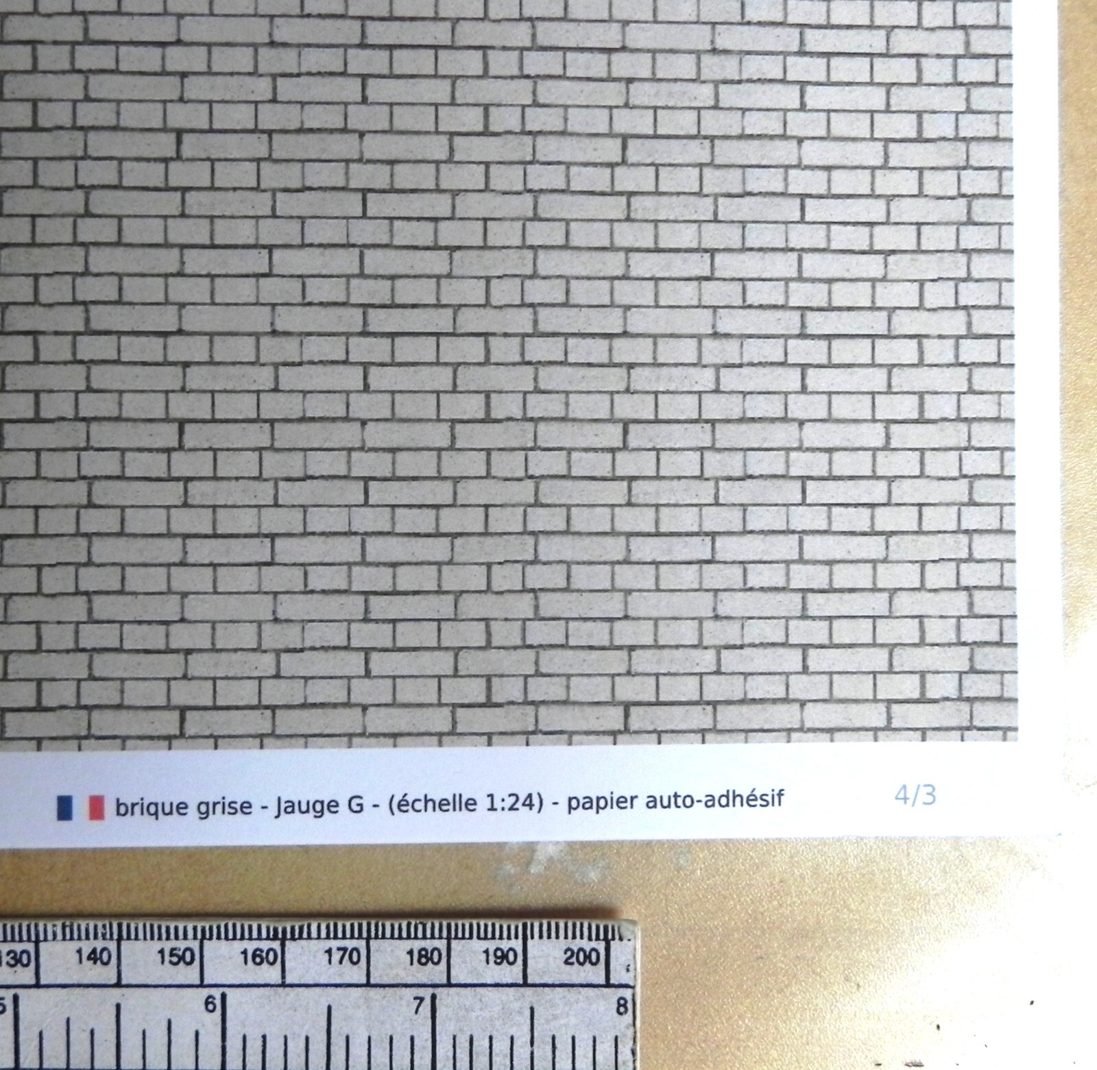 Paper Adhesive Brick Grey - for G Gauge - Scale / Ladder 1:24- Sheet A4 ...