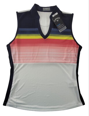 $78 NWT Callaway Opti-Dri Sleeveless Golf Top in Gradient Stripe Shirt ...