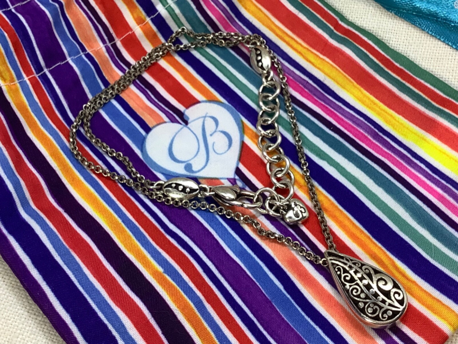 Brighton Contempo Token Teardrop Necklace - Silver Plated - 16"-18 ...