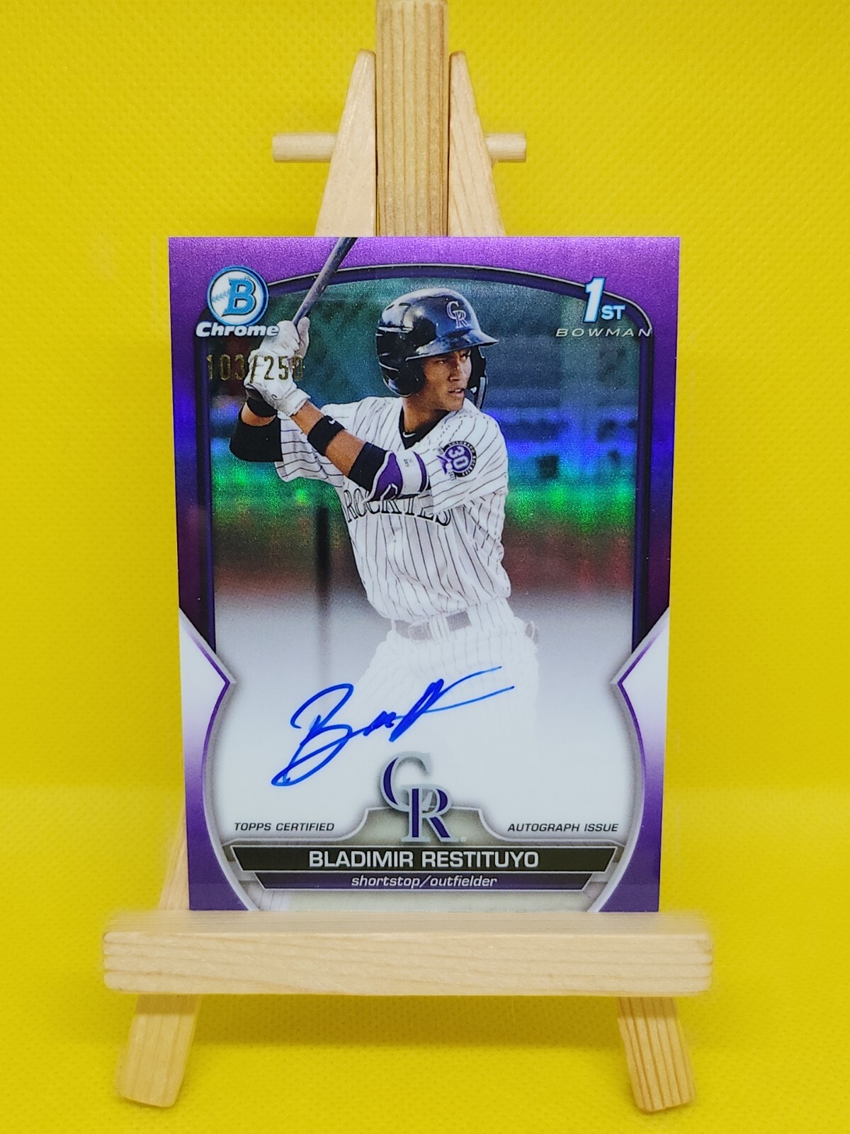 2023 Bowman Chrome Bladimir Restituyo 1st Bowman Purple Refractor Auto ...