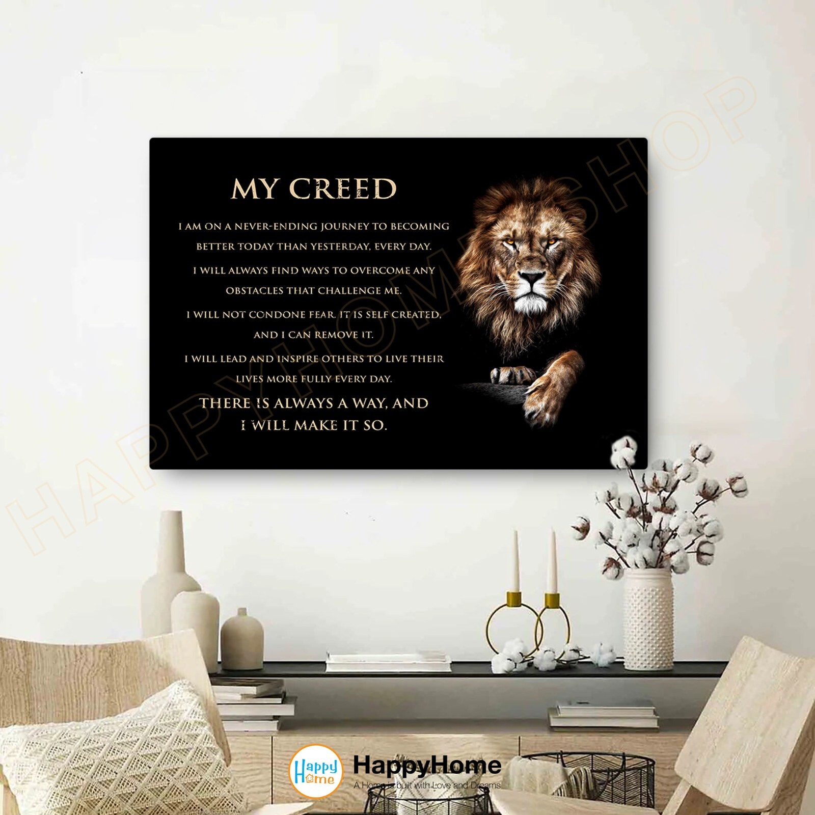 Lion Wall Art My Creed Motivational Quotes Inspirational Print Art Home ...